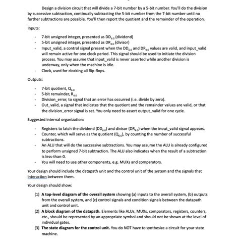 Solved Design A Division Circuit That Will Divide A Bit Chegg Com
