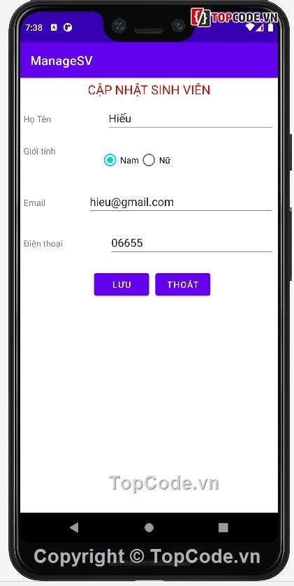 Full code bài tập ứng dụng quản lý sinh viên