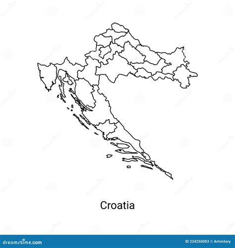 克罗地亚地图色线元素 该国边界 向量例证 插画 包括有 分级显示 绘图 国际 投反对票 北风之 234250083