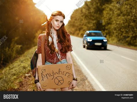Pretty Hippie Girl Image And Photo Free Trial Bigstock