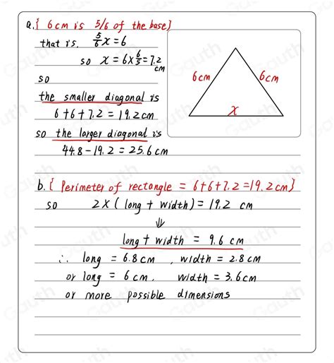 Solved 8 The Sum Of The Diagonals Of A Rhombus Measures 448 Cm And