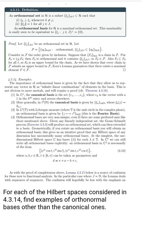 Solved An Orthonormal Set In H Is A Subset {ξj}j∈j⊂h Such