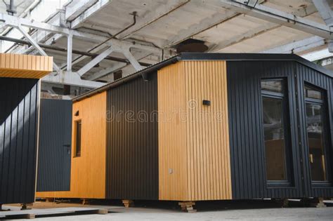 A New Wooden Modular Prefabricated House Inside In Manufacturing