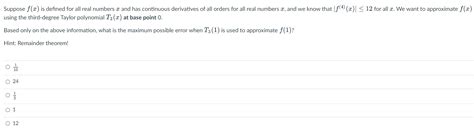 Solved Suppose F X Is Defined For All Real Numbers X And