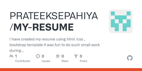 GitHub PRATEEKSEPAHIYA MY RESUME I Have Created My Resume Using Html
