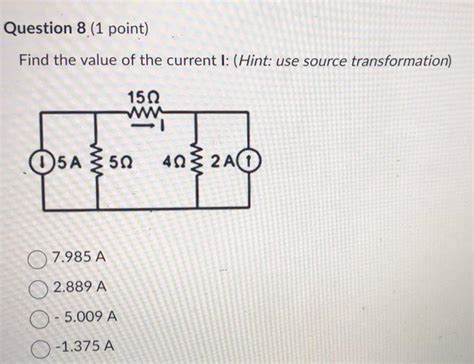 Solved Find The Value Of The Current I Hint Use Source Chegg