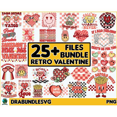 25 Retro Valentine Png Bundle Groovy Valentine Png Valenti Inspire