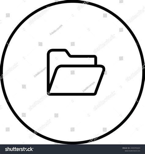 Open Folder Circle Black Outline Line Stock Vector Royalty Free 2193755223 Shutterstock