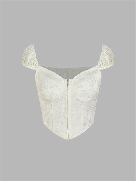 Texture Floral Corset Crop Top Cider