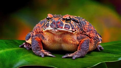 Yellow Harlequin Toad On Leave Full Body View Blurry Leaf S Background Stock Illustration