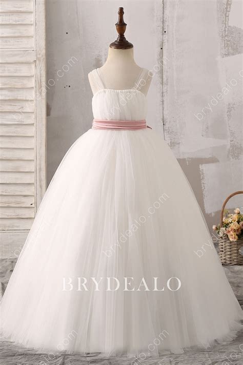 Princess Ball Gown Tulle Flower Girl Ball Gown With Pink Bow