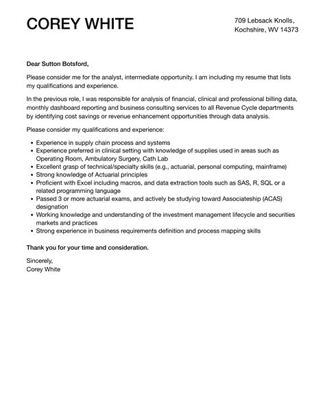 Analyst Intermediate Cover Letter Velvet Jobs