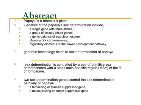 Sex Determination In Papaya Ppt