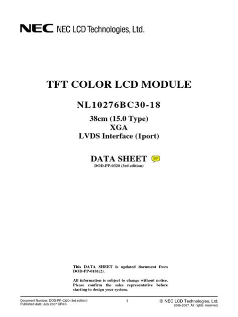 Tft Color Lcd Module Pdf Liquid Crystal Display Backlight