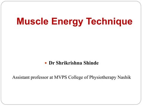 Muscle Energy Technique Ppt