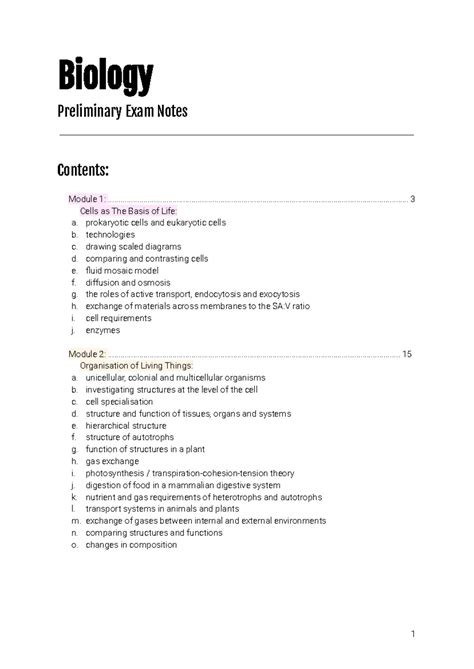 Module 1 Foundations In Biology Notes On Cells And Their Processes