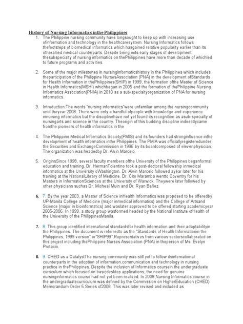History Of Nursing Informatics Phils Pdf Health Informatics Informatics