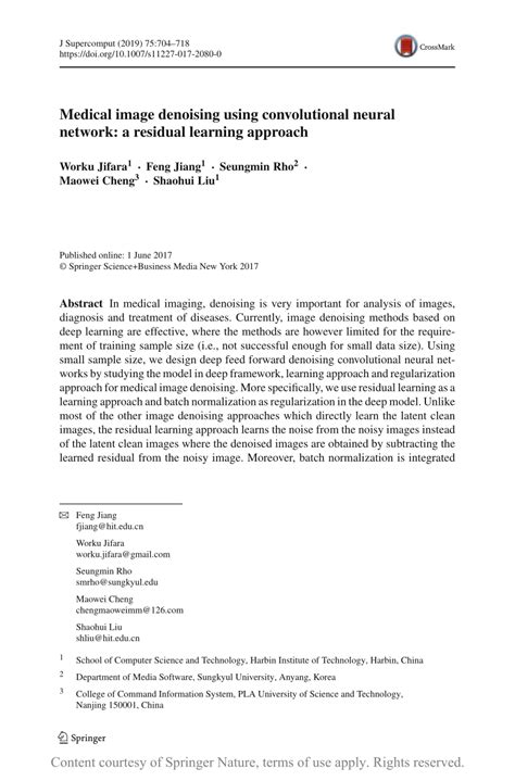 Medical Image Denoising Using Convolutional Neural Network A Residual