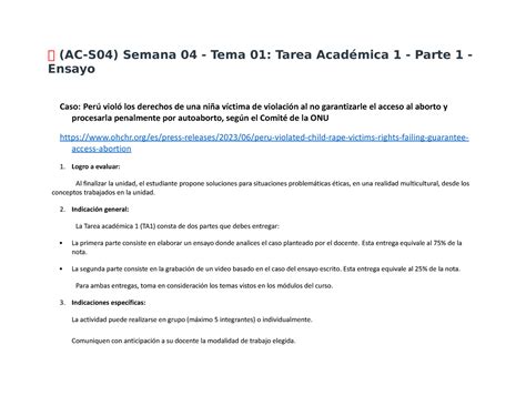 TA1 Parte 1 Consigna Resolver AC S04 Semana 04 Tema 01 Tarea
