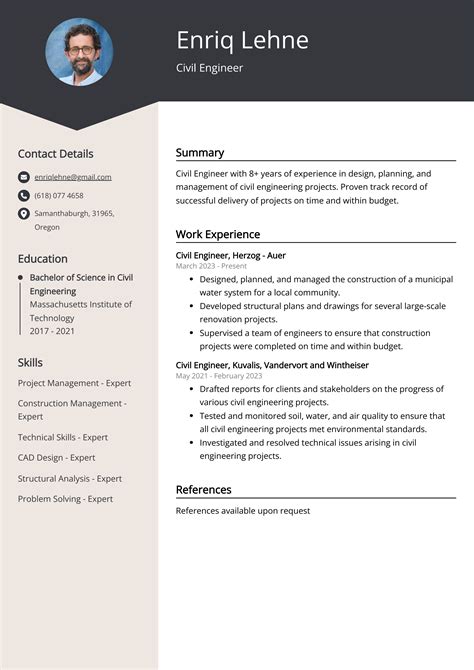 Civil Engineer CV Example For 2023 Skills Templates