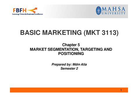 Chapter 5 Market Segmentation Targeting Positioning Basic Marketing Mkt 3113 Chapter 5