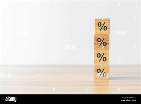 Wood Block With Percentage Symbol Icon Interest Rate Financial