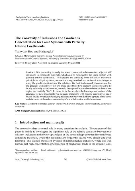 Global Science Press The Convexity Of Inclusions And Gradients