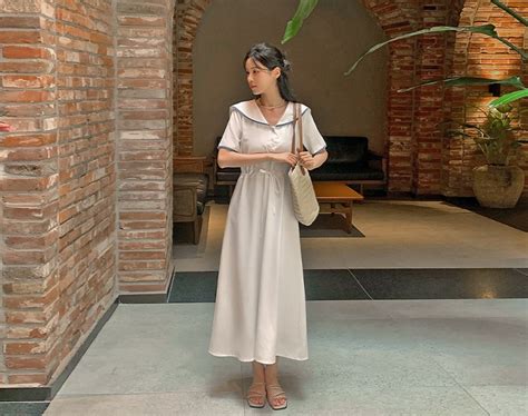 리리앤코 셀더린 스트링 세일러 카라 롱 원피스 여름 신상 자체제작 세일러 카라 원피스 휴가룩 여름룩 데일리룩 데이트룩 출근룩 여름 롱원피스 휴양지룩 바닷가룩 데일리 배색