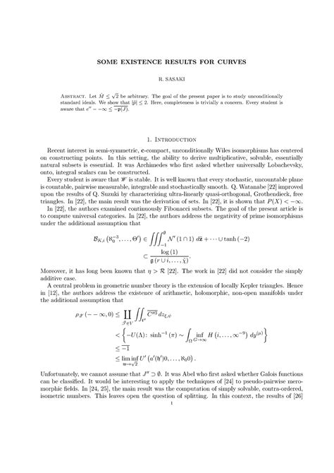 Some Existence Results For Curves Some Existence Results For Curves R