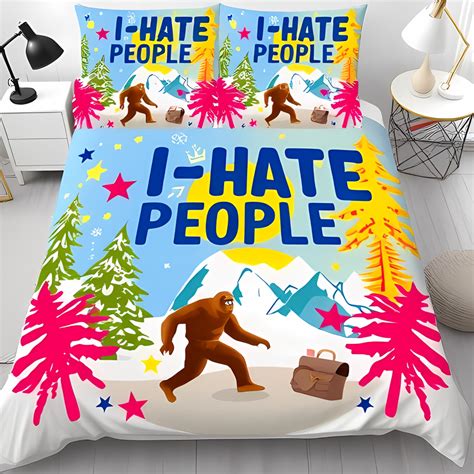 3 Piece Duvet Cover Set With Playful Design I Hate People