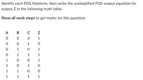 Solved USE THE PROVIDED PICTURE Identify Each POS Maxterm Chegg
