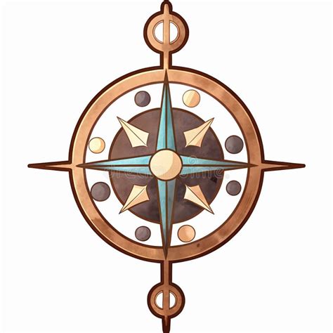 Stylized Compass Rose With Geometric Elements In Multi Color Design For