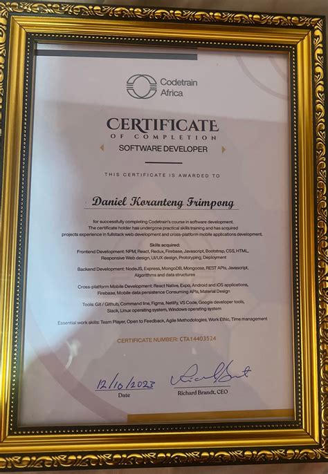 I Am Excited To Share That On The 131023 I Completed My Software Development Program At