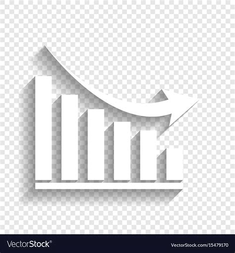 Declining Graph Sign White Icon With Soft Vector Image