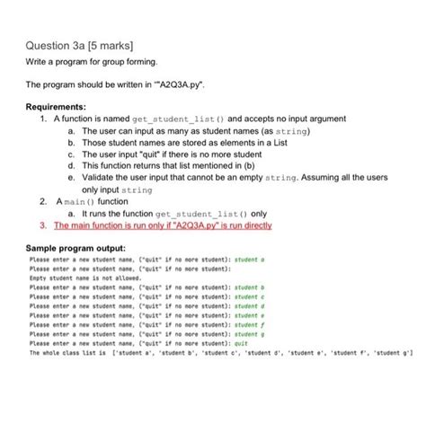 Solved Question 3a 5 Marks Write A Program For Group