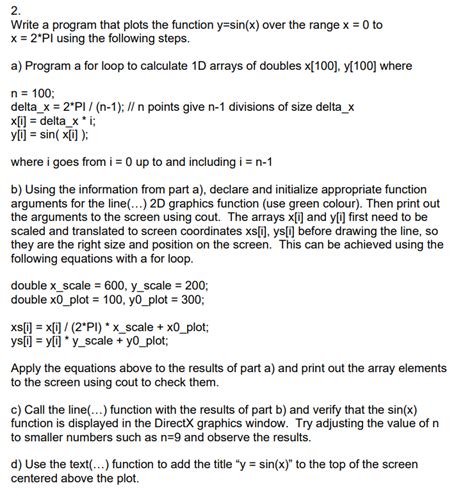 solved 2 write a program that plots the function y sin x
