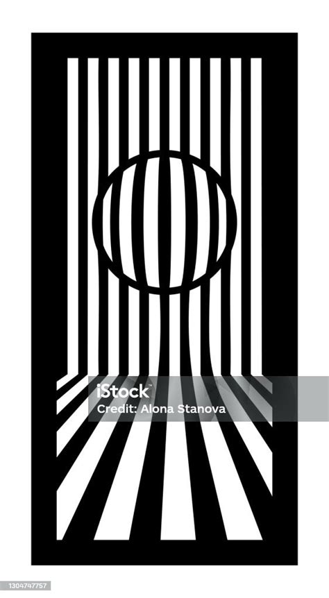 Pola Cnc Op Art Dengan Garis Dan Lingkaran Panel Dekoratif Layar