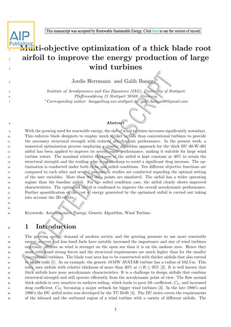 Pdf Multi Objective Optimization Of A Thick Blade Root Airfoil To