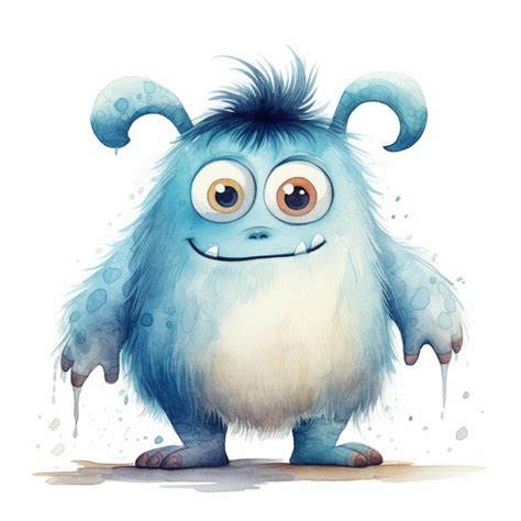 There Is A Blue And White Monster With Big Eyes And A Big Nose