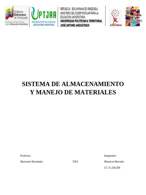 Sistema De Almacenamiento Y Manejo De Materiales Pdf