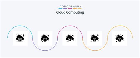 Cloud Computing Glyph 5 Icon Pack Including Info Cross Cloud Warning Cloud 19210812 Vector