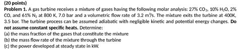 Solved A Gas Turbine Receives A Mixture Of Gases Having The