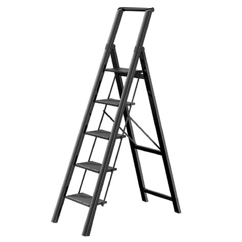 Hardwarecity Slim Profile Lightweight Black Ladder 5 Steps