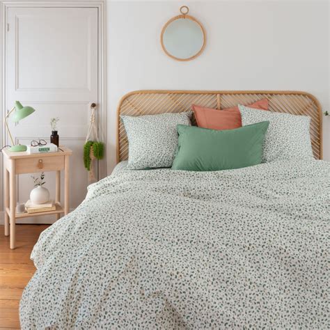 Housse De Couette Réversible Percale De Coton Neo Thym Végétal