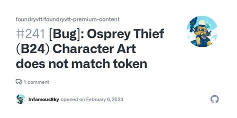 Bug Osprey Thief B24 Character Art Does Not Match Token · Issue