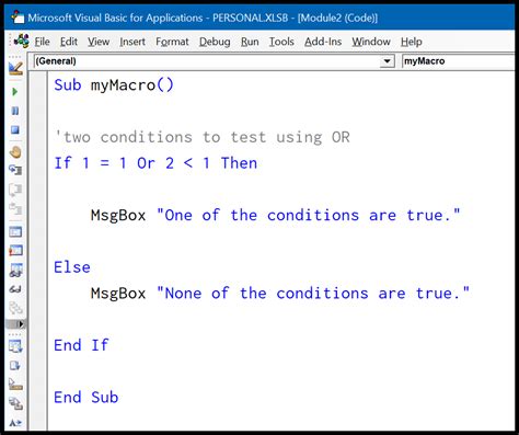 Vba If Or Test Multiple Conditions