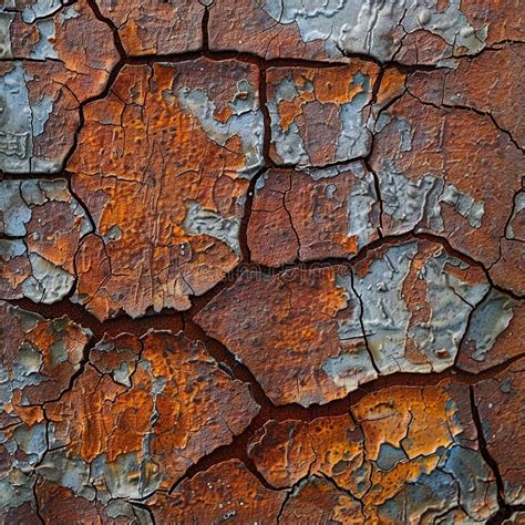 Cracked Peeling Paint Reveals Rusty Metal Texture Stock Illustration