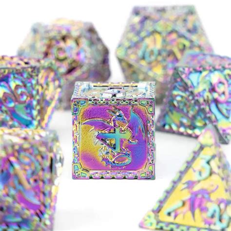 Colorful Dragon Metal Dice Polyhedral Dice Role Playing Rpg Temu