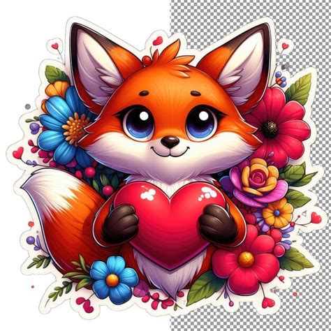 Premium Psd Foxy Charm Adorable Fox Cuteness Sticker