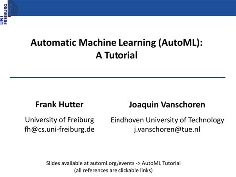 Ppt Automatic Machine Learning Automl A Tutorial Frank Hutter Powerpoint Presentation